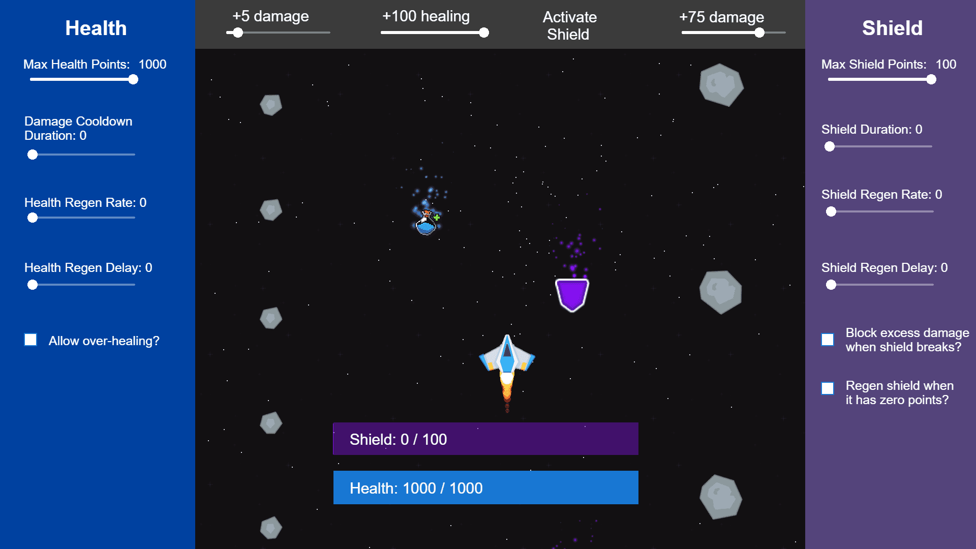 Health with shield - a game example from the GDevelop game making app ...