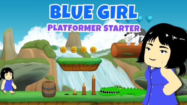 Blue Girl Platformer Pack - a premium asset pack to build games with ...