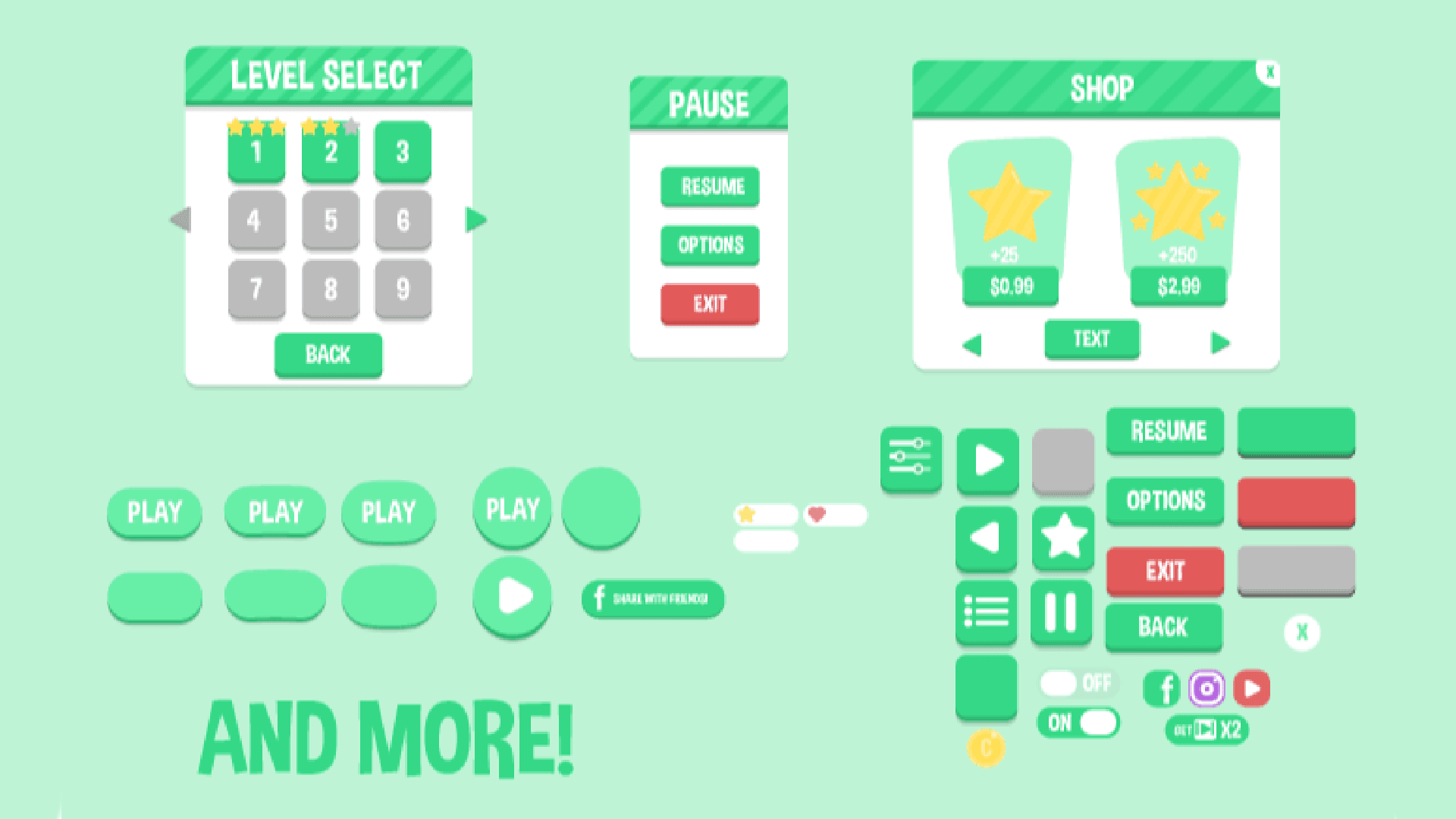 Casual Game UI Pack - a premium asset pack to build games with GDevelop ...