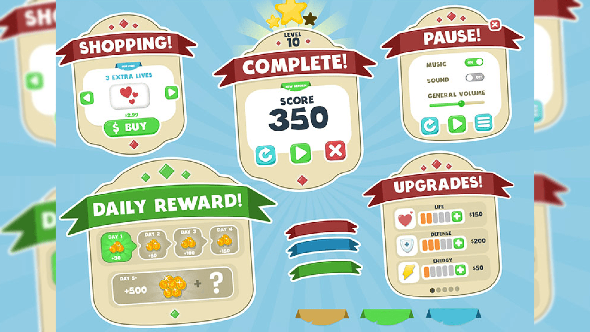 Cute Casual Game UI - a premium asset pack to build games with GDevelop ...