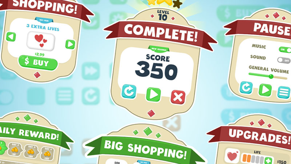 Cute Casual Game UI - a premium asset pack to build games with GDevelop ...