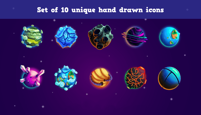Planet Icon Pack 1 - a premium asset pack to build games with GDevelop ...
