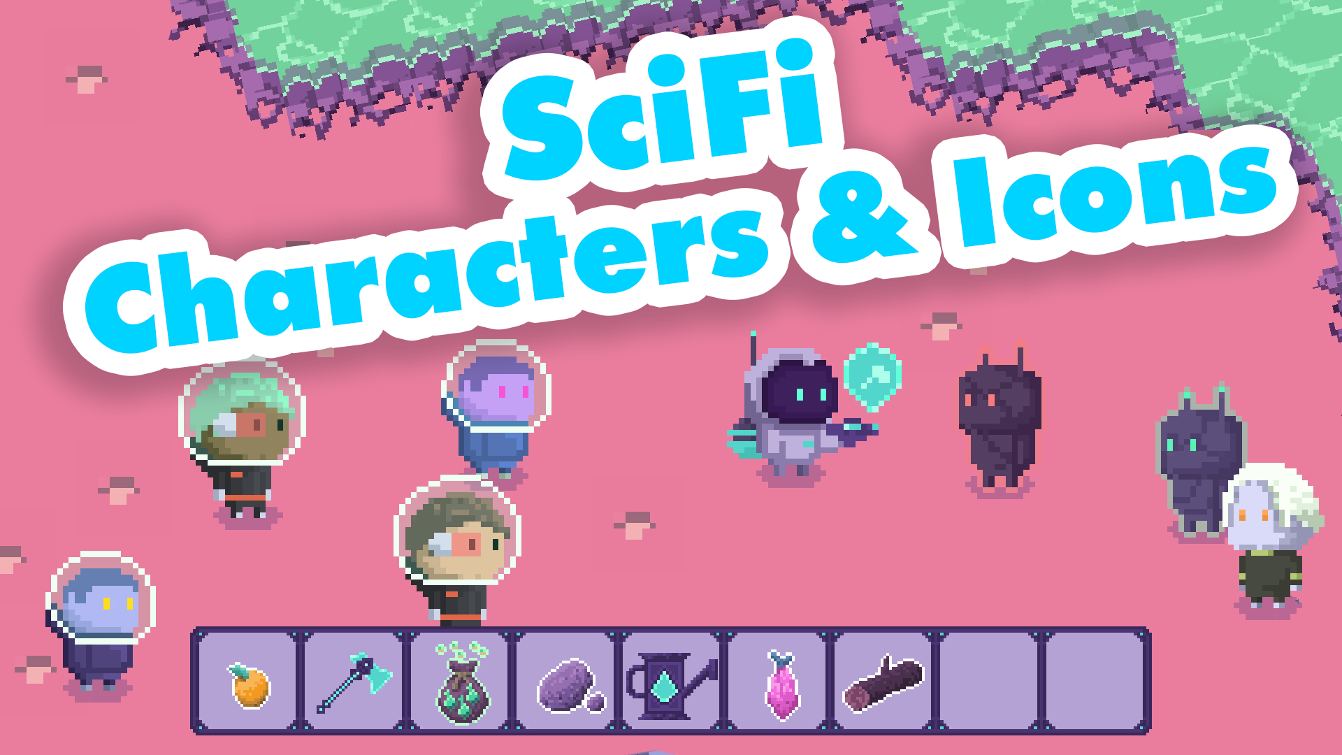 Sci-Fi Space Village Characters and Icons - a premium asset pack to ...