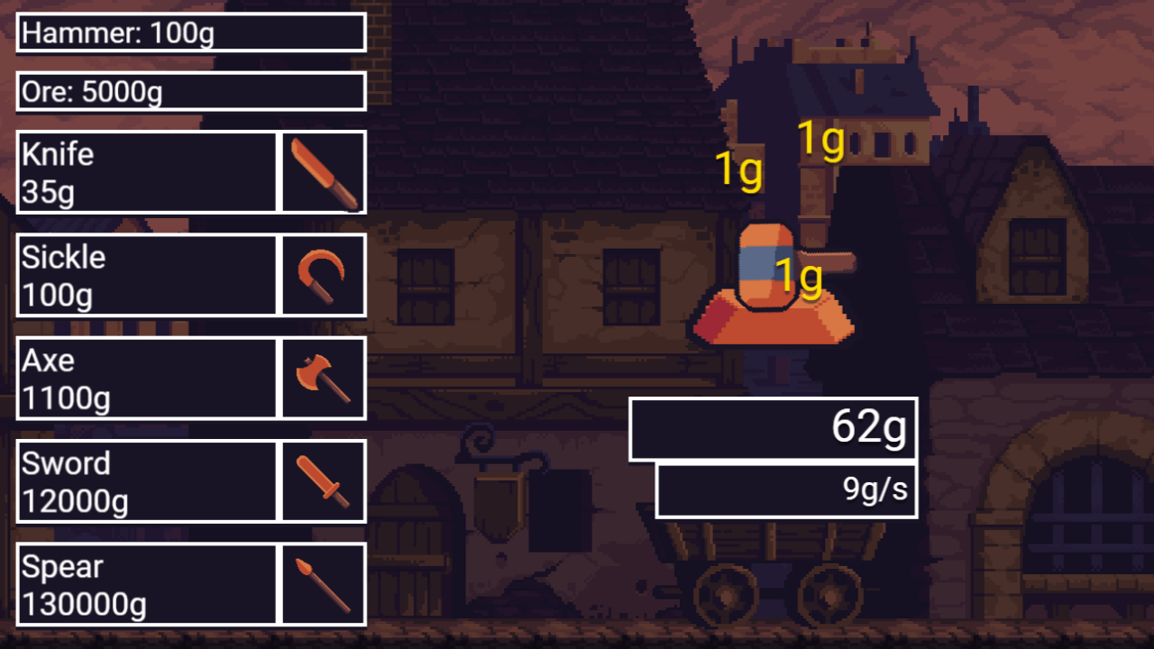 Blacksmith Clicker - a premium game template for GDevelop. | GDevelop
