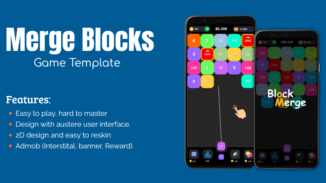Merge Blocks - a premium game template for GDevelop. | GDevelop