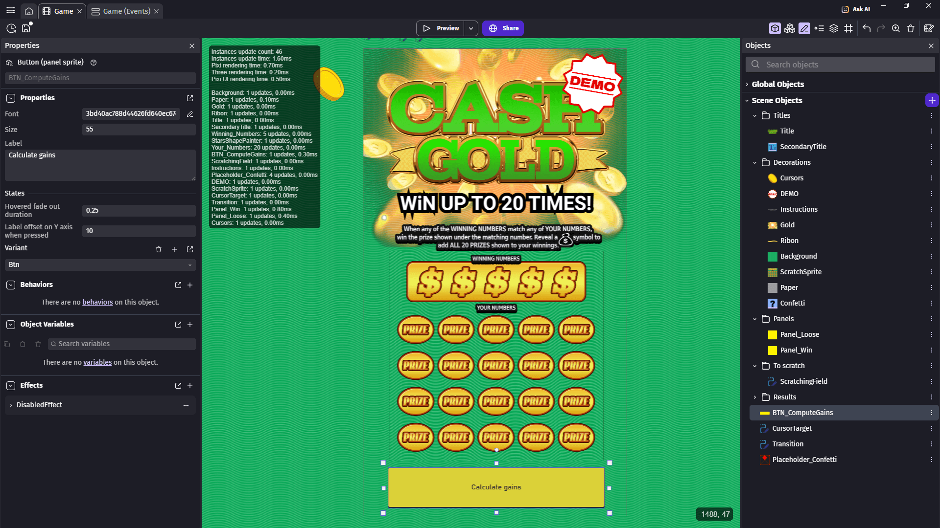 Scratch Lottery Ticket - a premium game template for GDevelop. | GDevelop